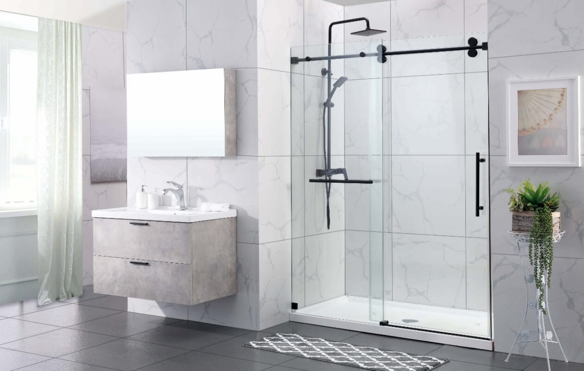 Brea Frameless Single Sliding Shower Door - mugo bath
