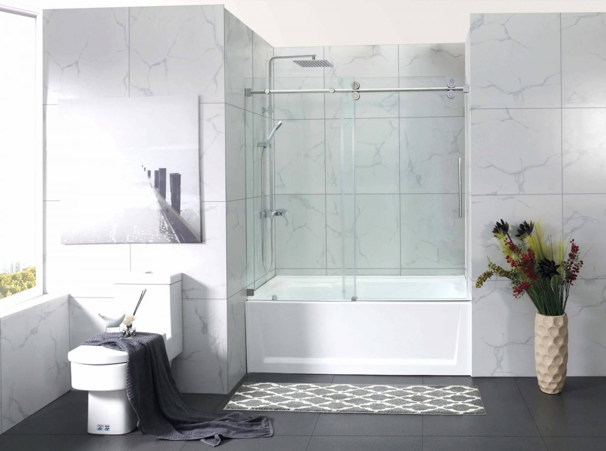 Brea Frameless Single Sliding Shower Door - mugo bath