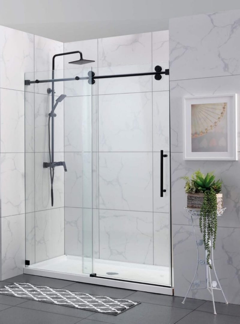 Brea Frameless Single Sliding Shower Door - mugo bath