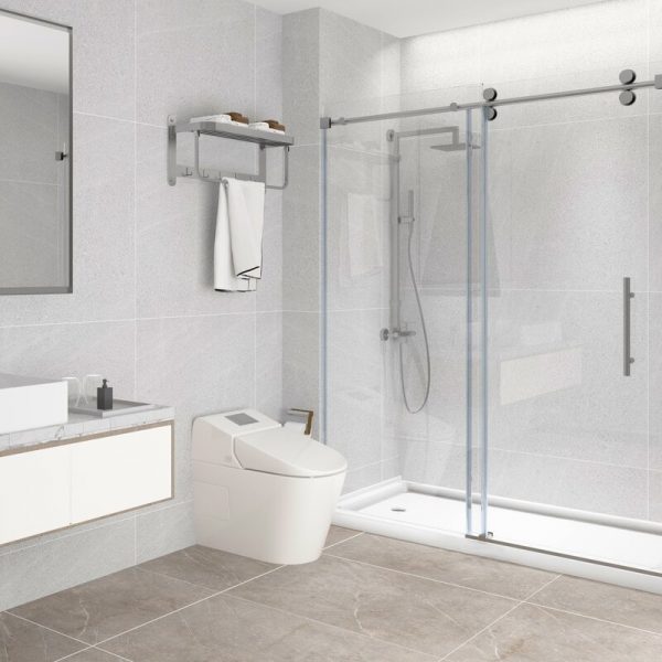 Brea Frameless Single Sliding Shower Door - mugo bath